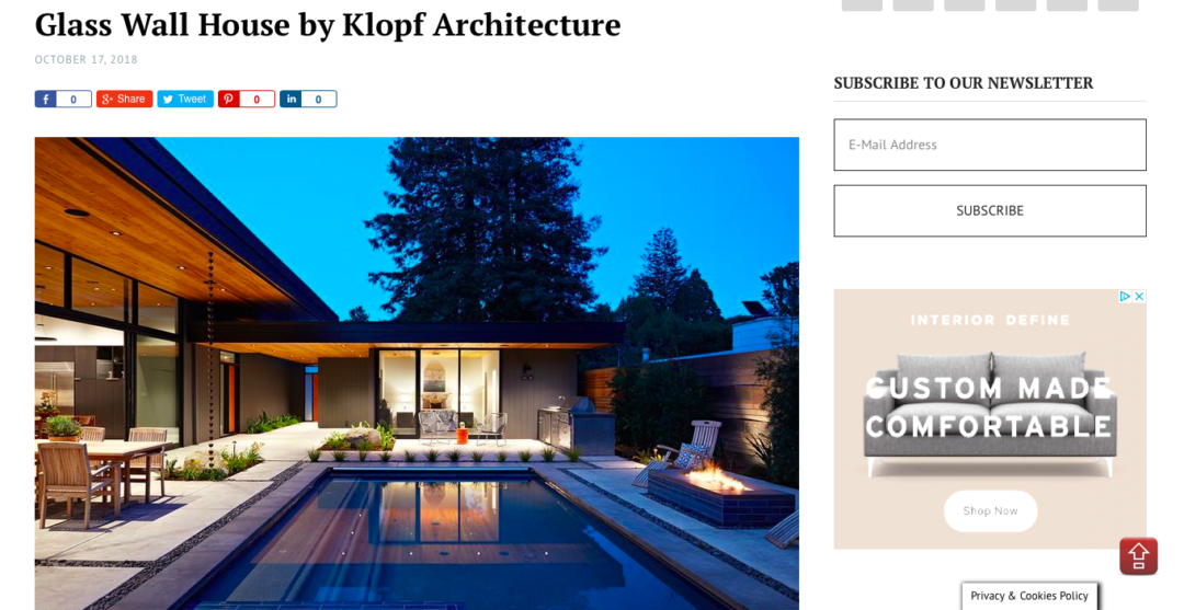 Home World Design Features our Glass Wall House | Klopf Architecture